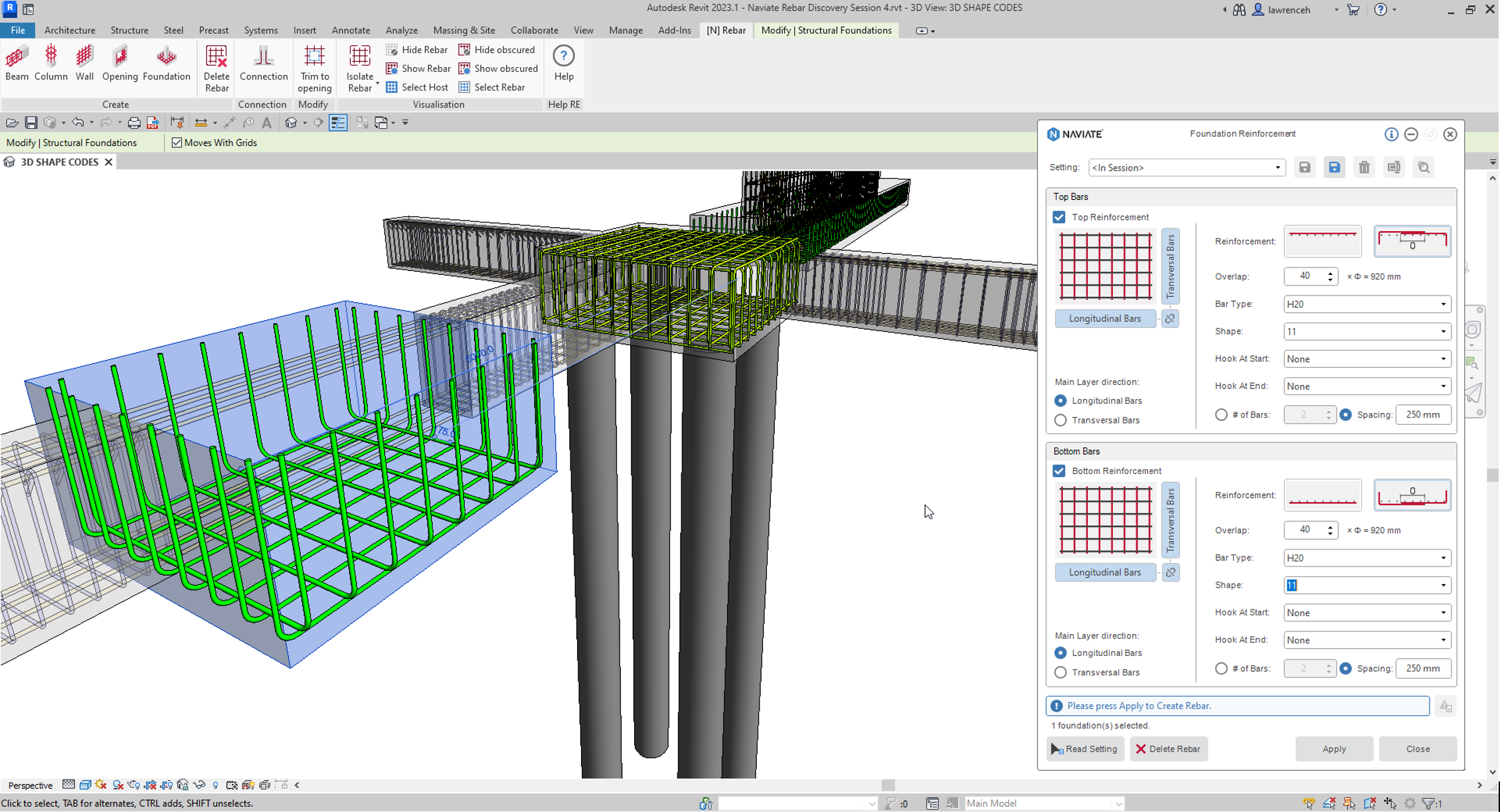 Discover Naviate Rebar #4 - Pad and Wall Foundation